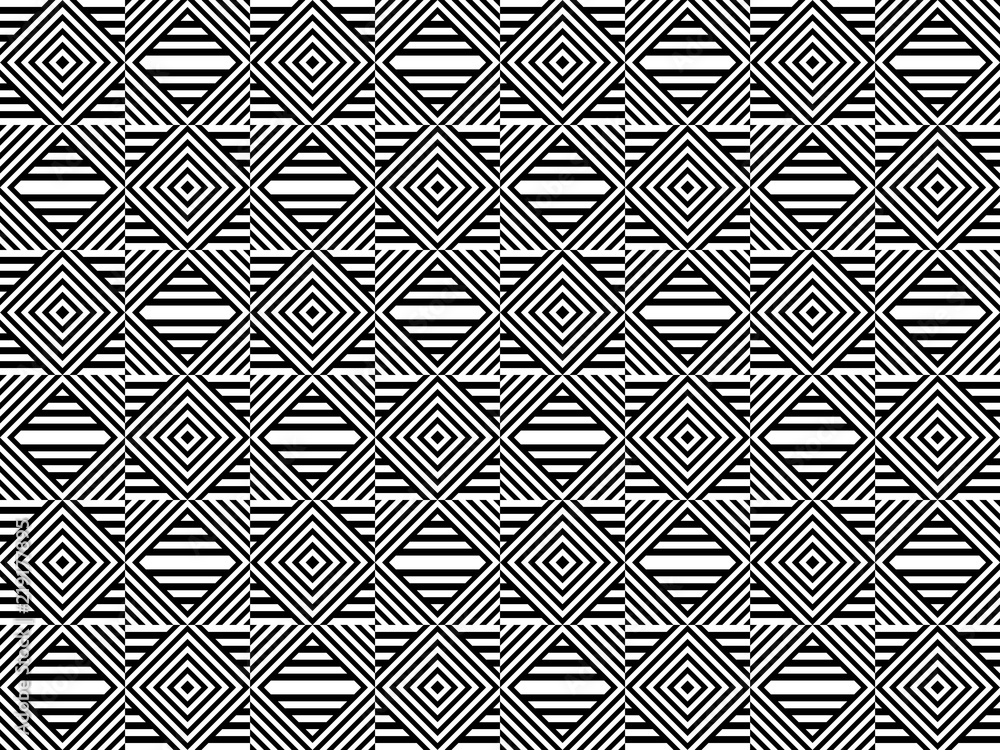 Seamless pattern with striped black white straight lines and diagonal ...