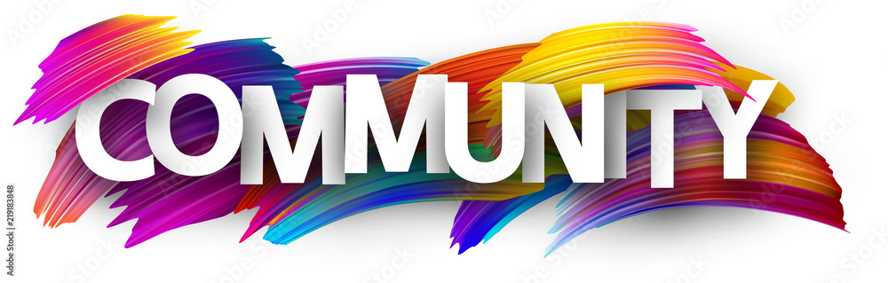 Community sign with colorful brush strokes. Stock Vector | Adobe Stock
