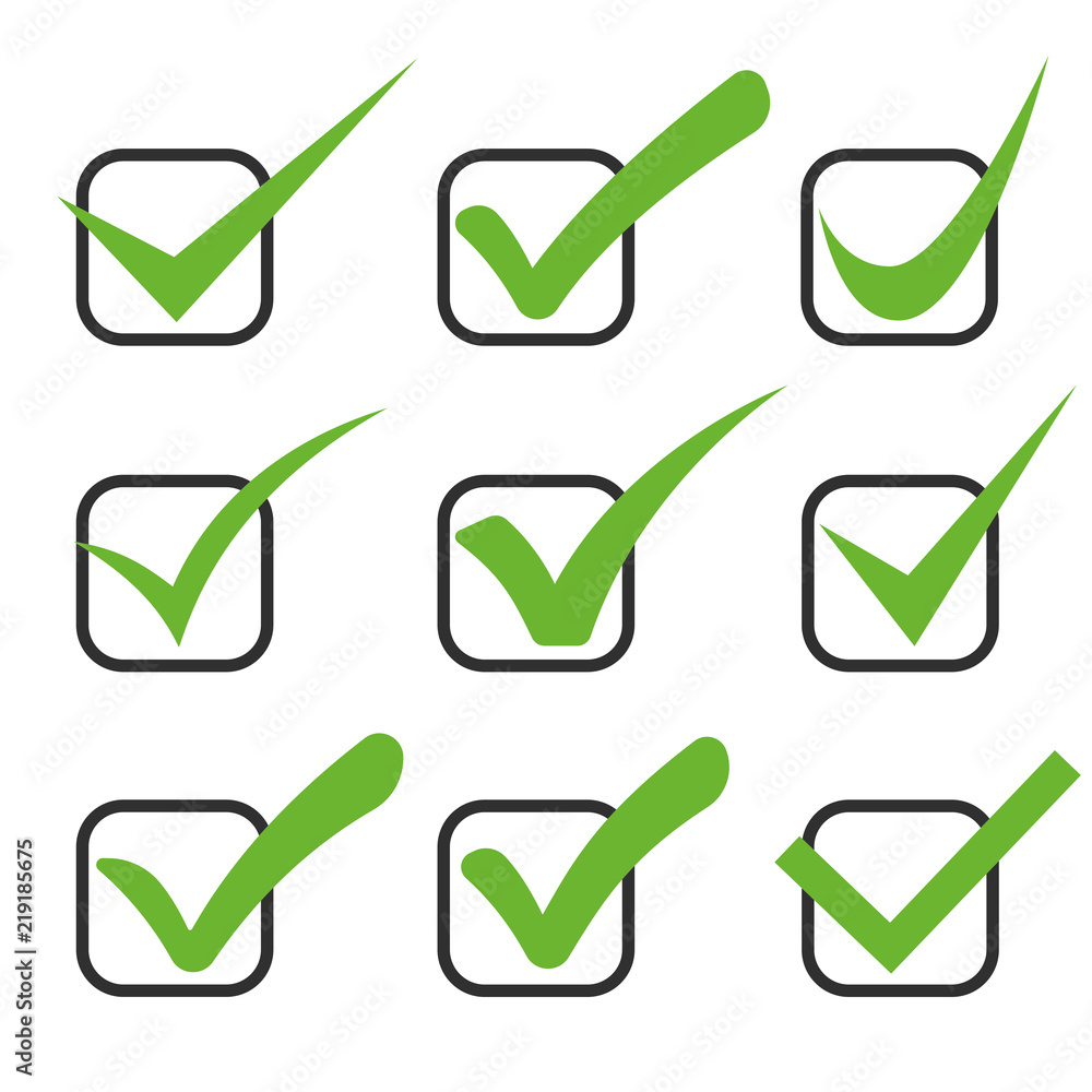 Green tick collection Stock Vector | Adobe Stock