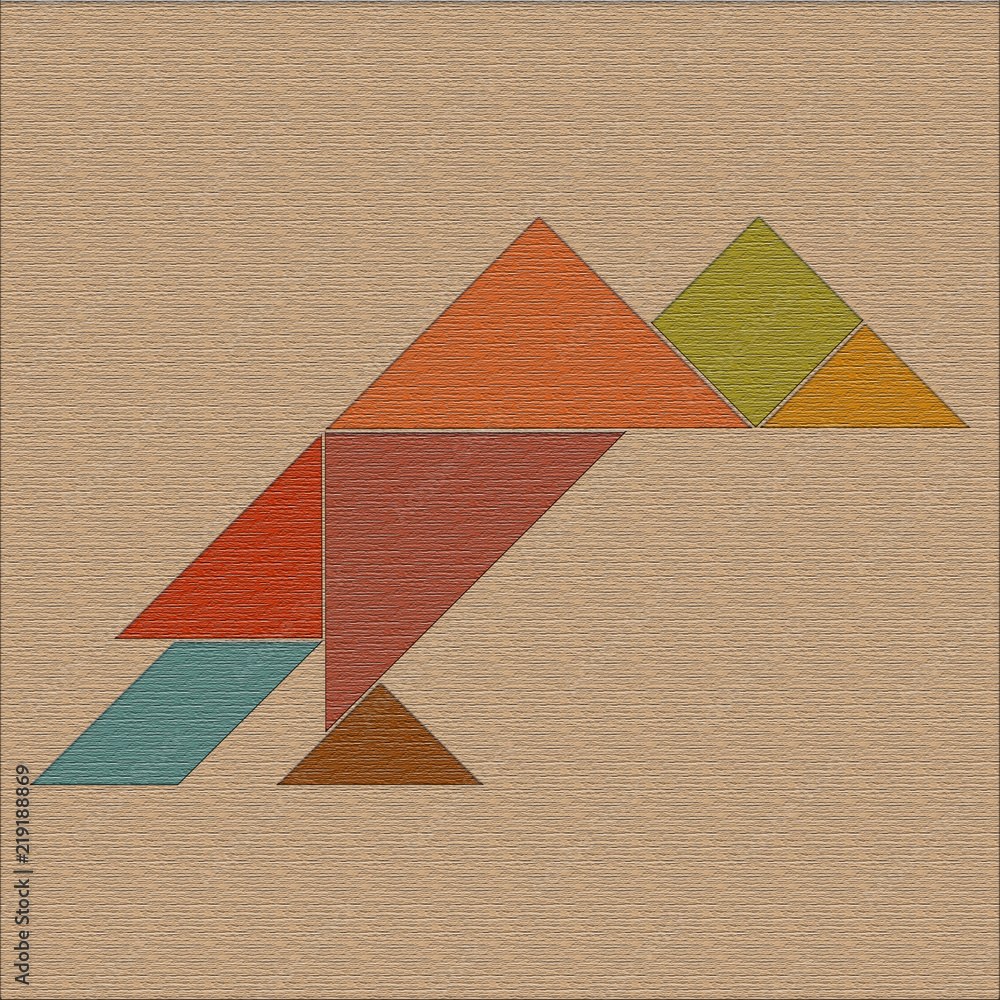 Crow folded from geometric shapes, tangram, background with texture ...