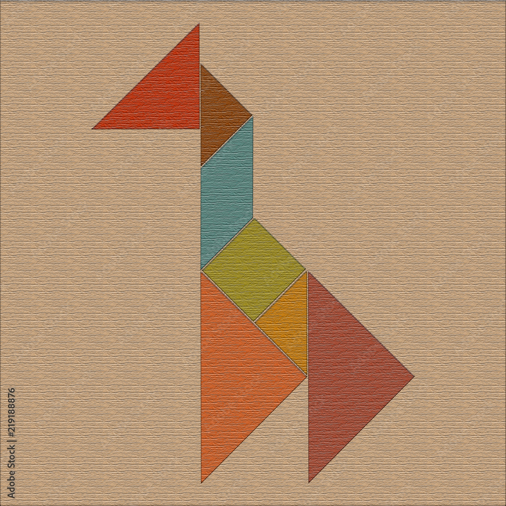 Giraffe made of geometric shapes, tangram, background with texture ...