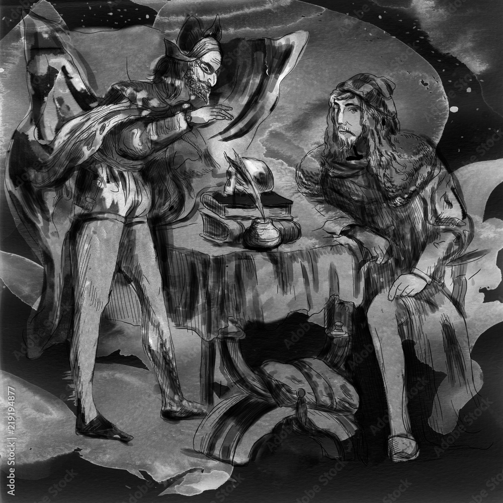 Faust. An hand drawn illustration, freehand sketching. Stock ...