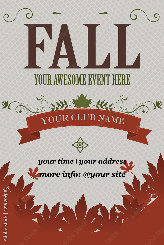 Fall event invitation Flyer. Grunge vector illustration. Fall ...