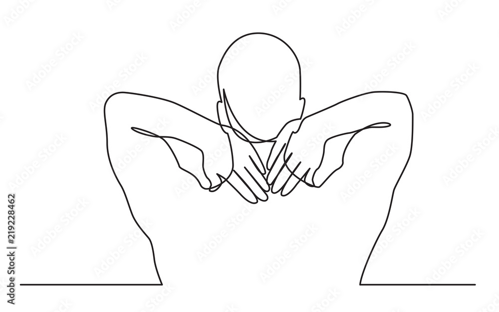 continuous line drawing of man suffering from neck pain Stock Vector ...