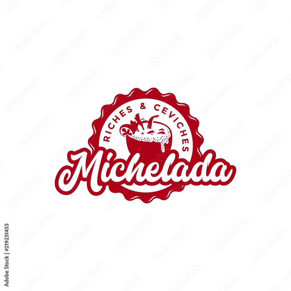Michelada Drinking Logo Design vector de Stock | Adobe Stock