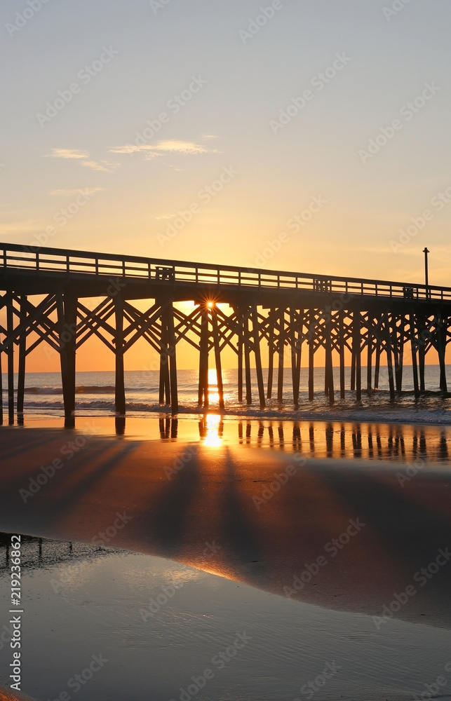 Early morning at the atlantic ocean beach. Beautiful marine landscape ...