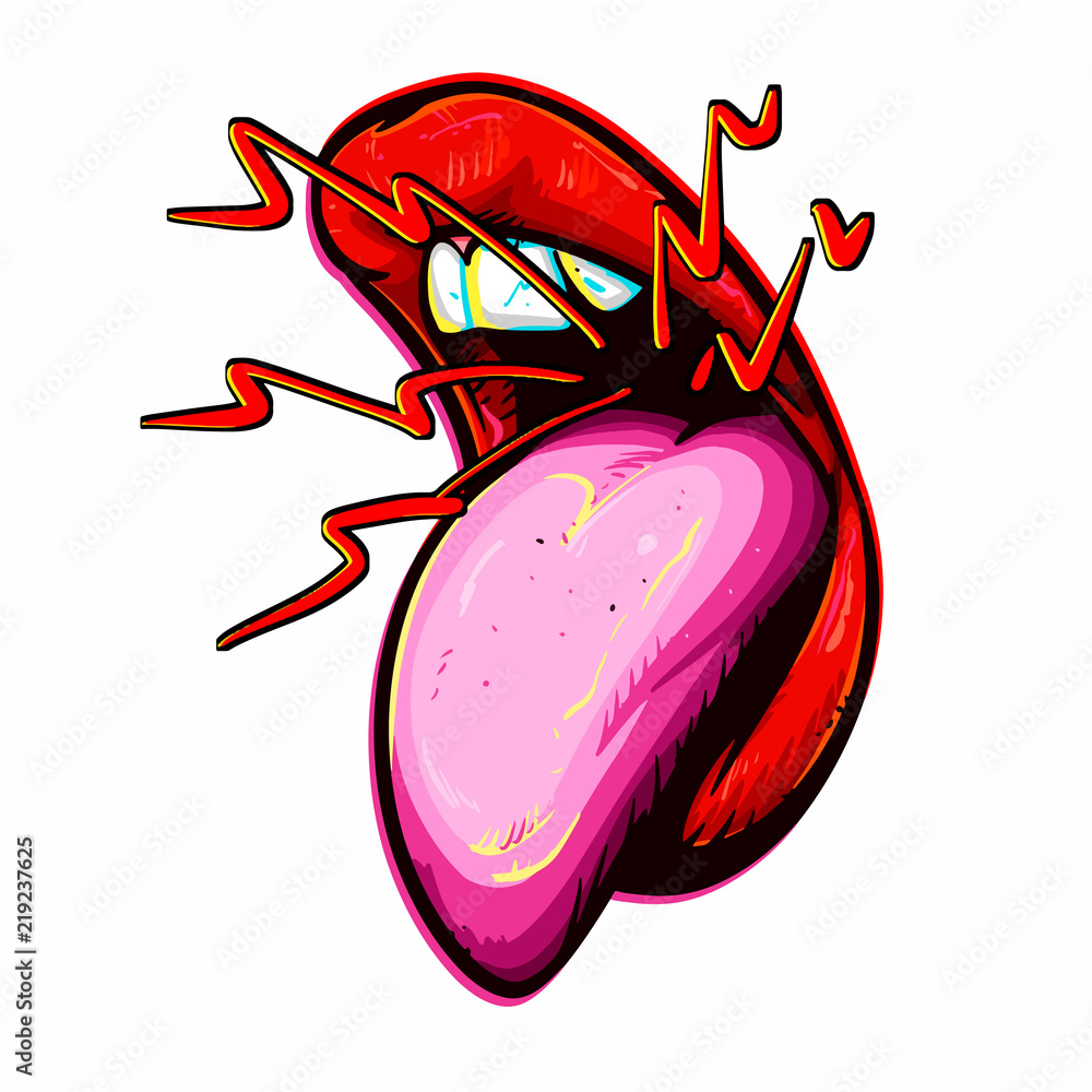 Open mouth with teeth and tongue. Woman mouth cartoon style Stock ...