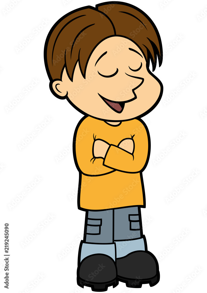 Confident boy/ Illustration cartoon haughty boy with halfclosed eyelids ...