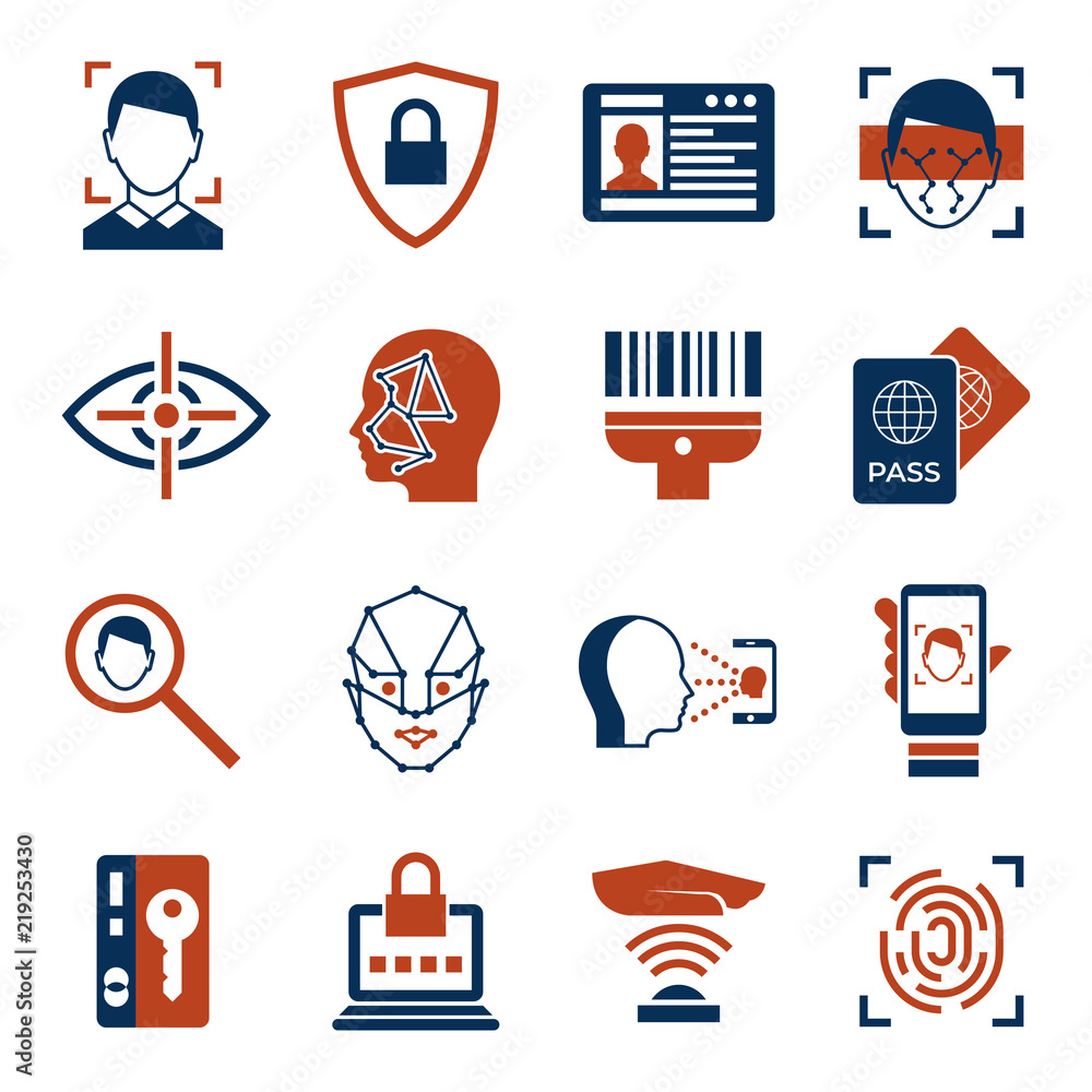Digital vector facial recognition icons set Stock Vector | Adobe Stock