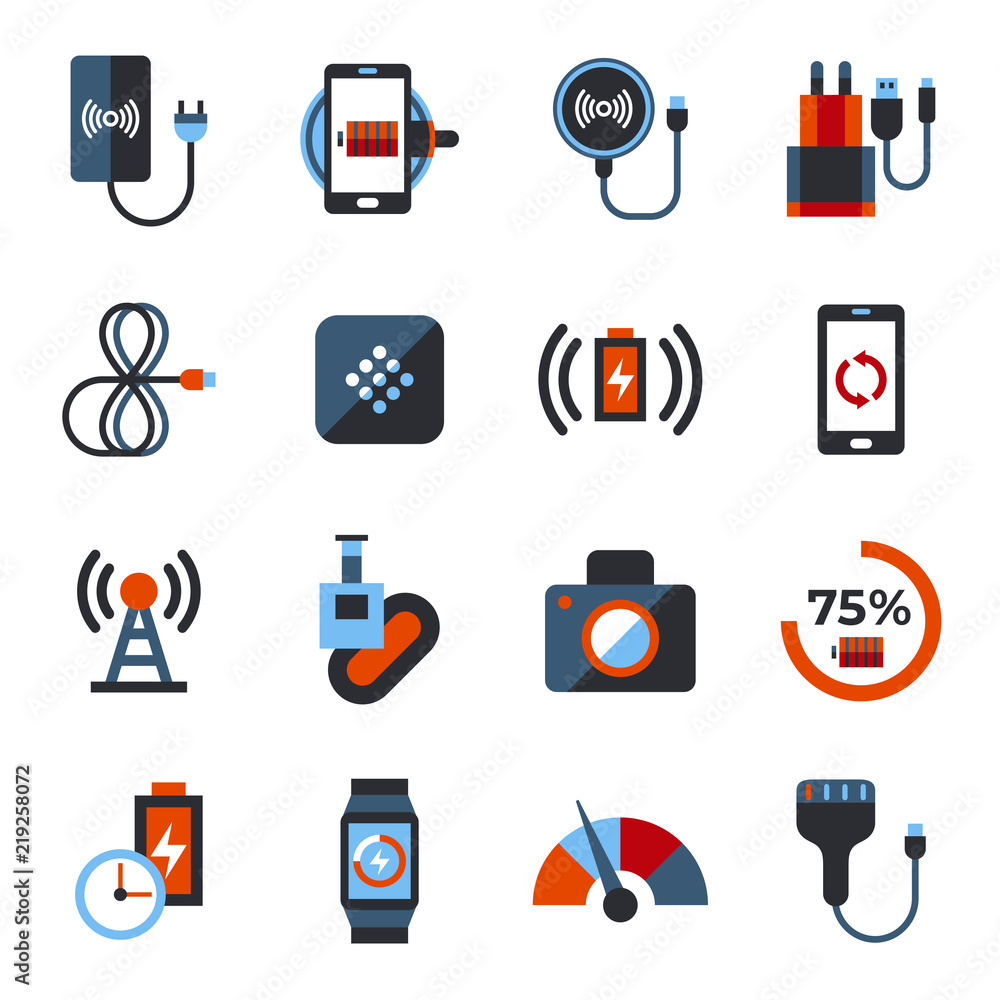 Digital vector wireless charging icons set Stock Vector | Adobe Stock