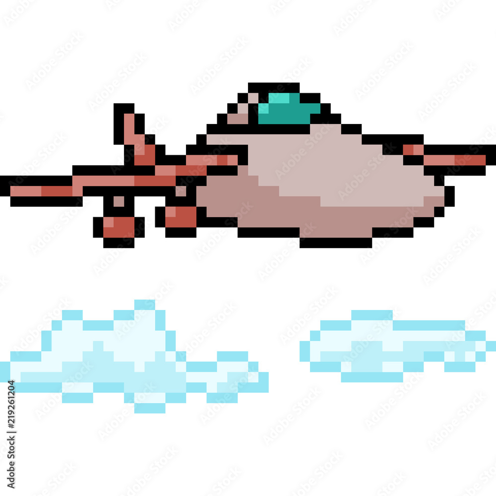 vector pixel art jet plane Stock Vector | Adobe Stock