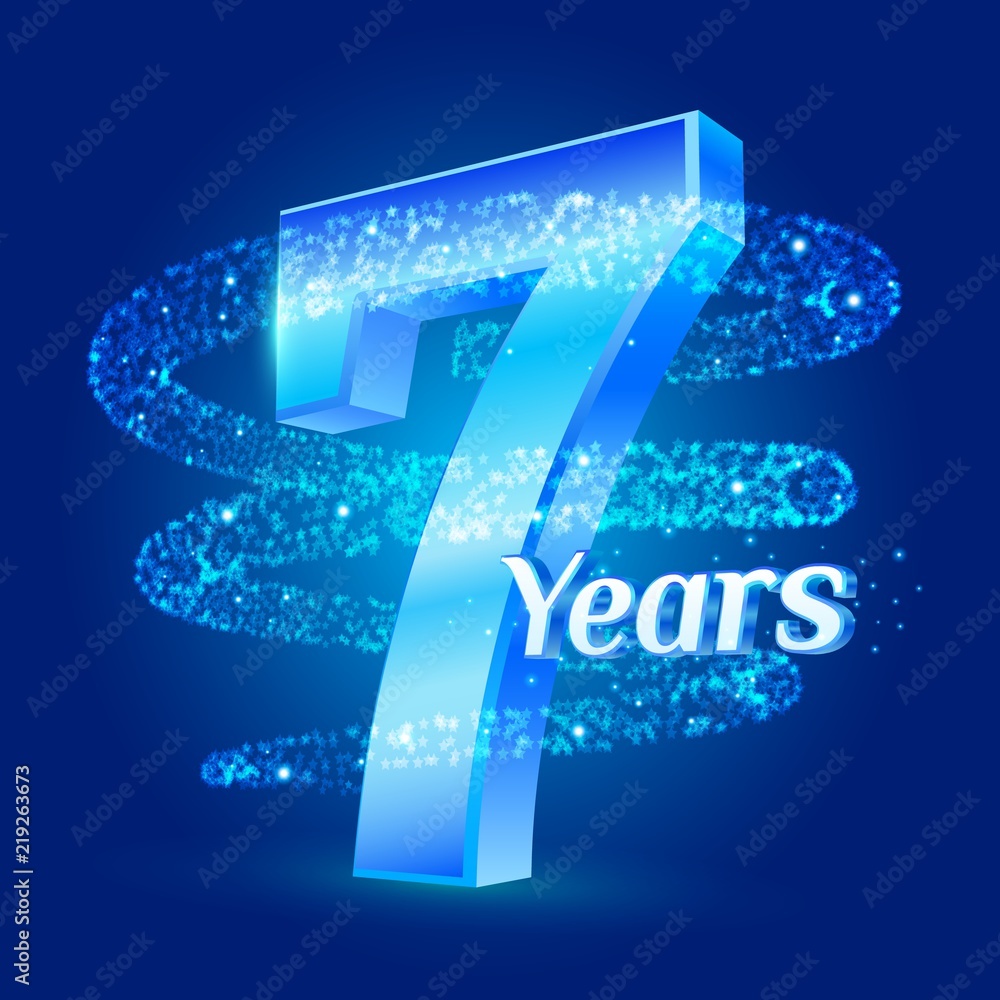 7 years shine anniversary 3d logo celebration with glittering spiral ...
