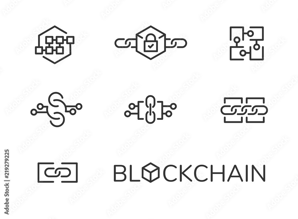 Blockchain icon set Stock Vector | Adobe Stock