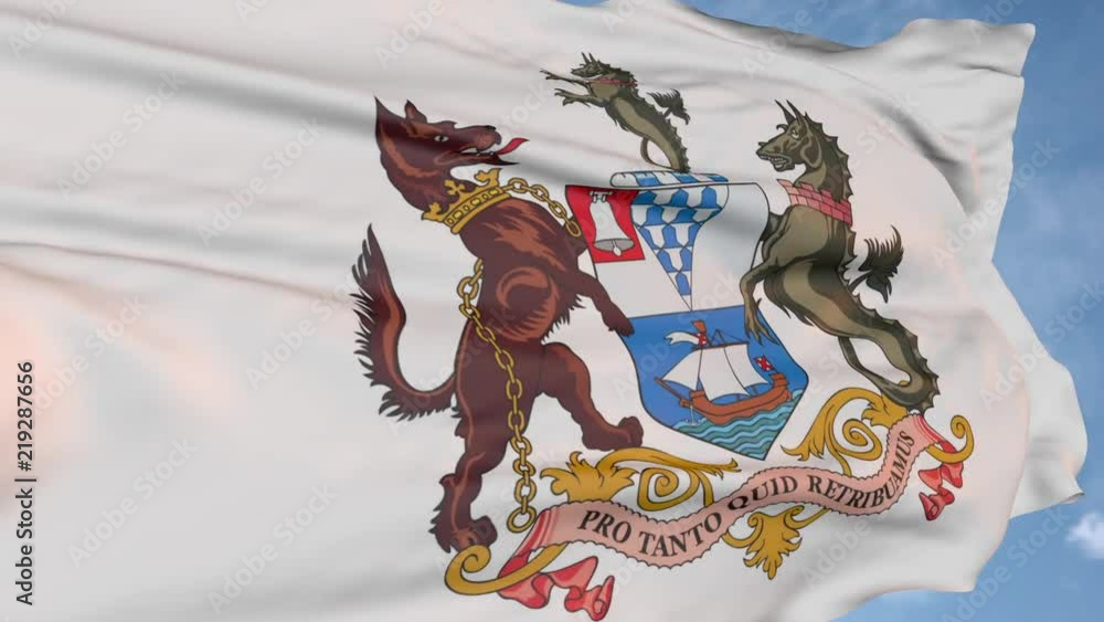 Dog and horse. The historic flag of Belfast, Northern Ireland. the logo ...