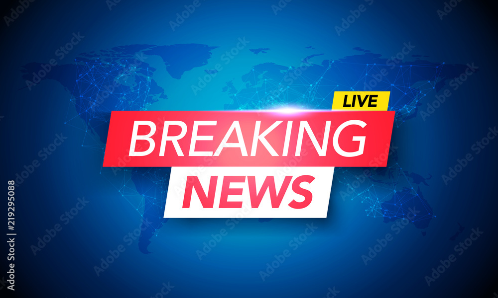 Vector Illustration Breaking News Live on World Map Background for ...