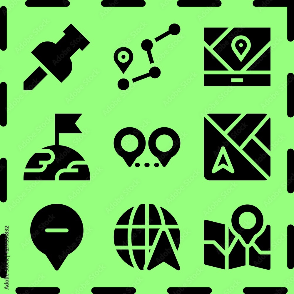 Simple 9 icon set of map related location, map, location and earth ...