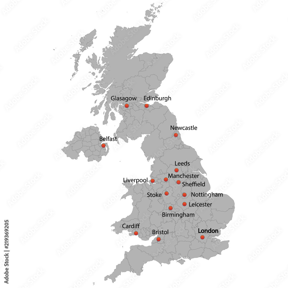 detailed map of the United Kingdom Stock Vector | Adobe Stock