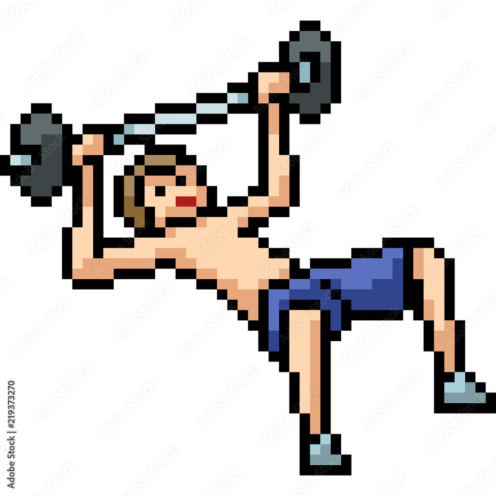 vector pixel art fitness man Stock Vector | Adobe Stock