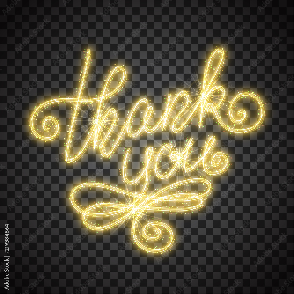 Thank you shiny hand lettering with sparkles on transparent background ...