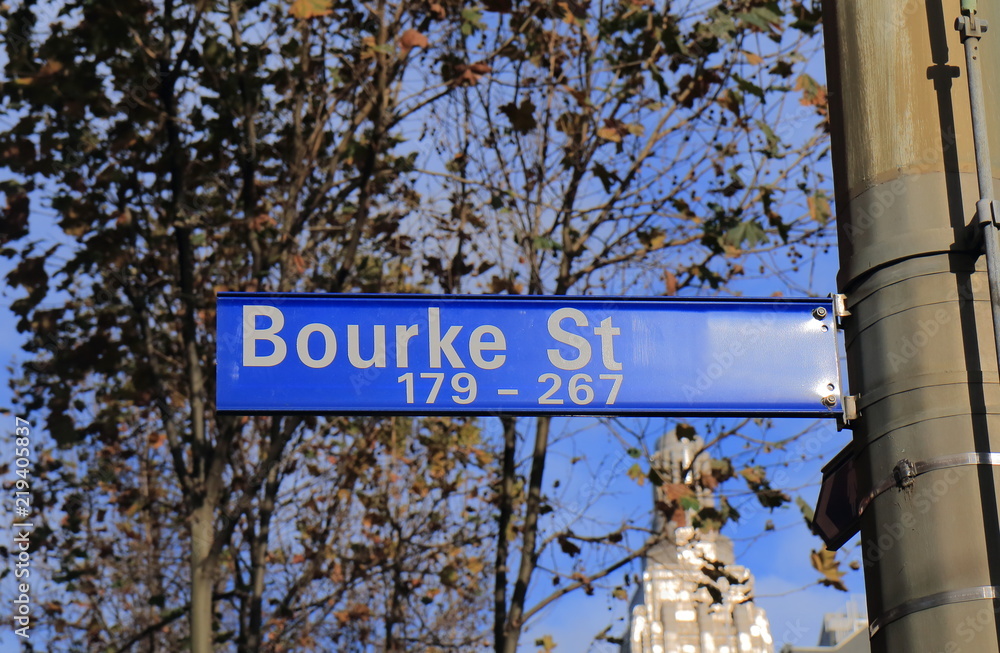 Bourke street sign Melbourne Australia. Bourke street is a major ...