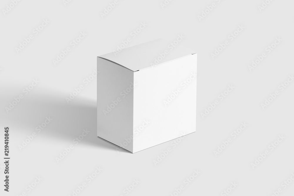 Photorealistic Long Square Cardboard Package Box Mockup on light grey ...