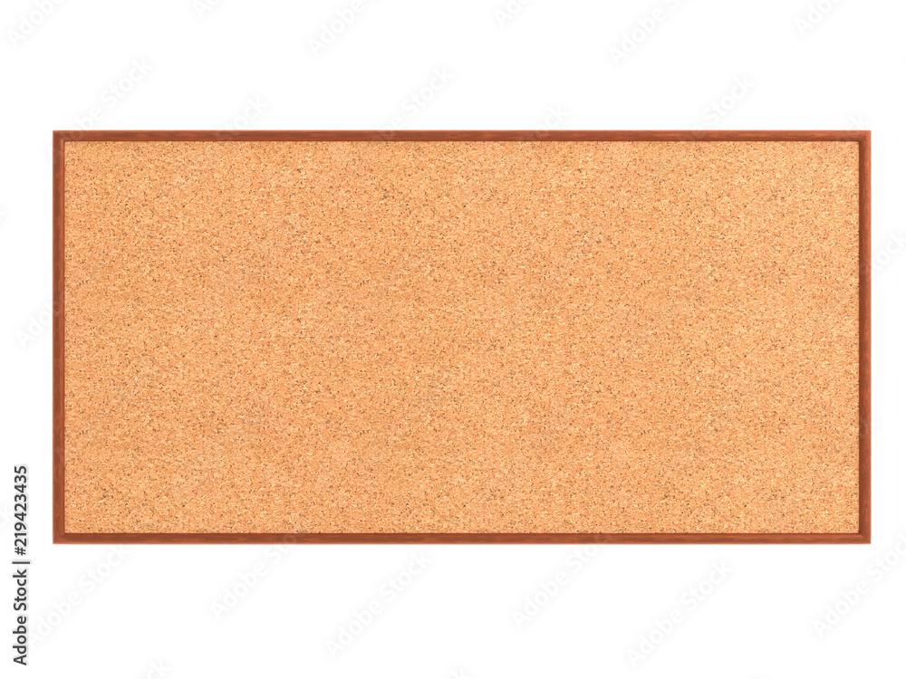 Empty cork board (noticeboard) isolated on white. Mockup template - 3D ...