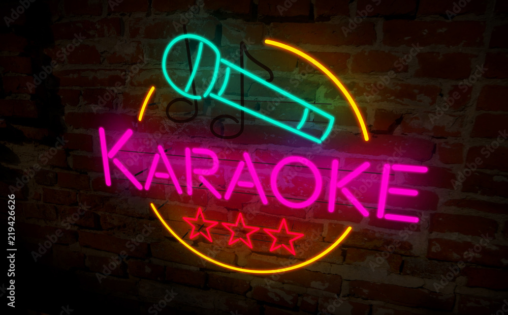 Karaoke neon retro Stock Illustration | Adobe Stock
