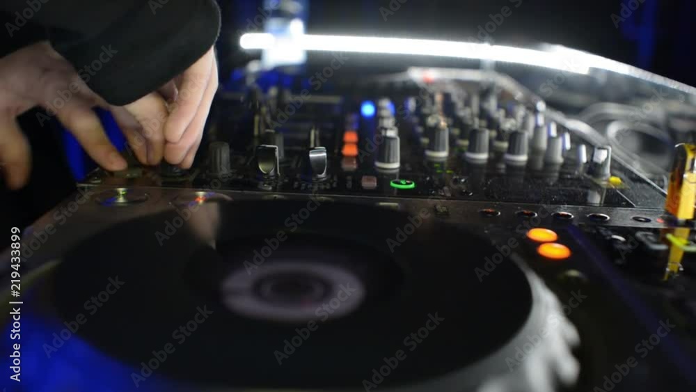 Female Dj Is Performing Her Set, people dancing In The Night Club Stock ...