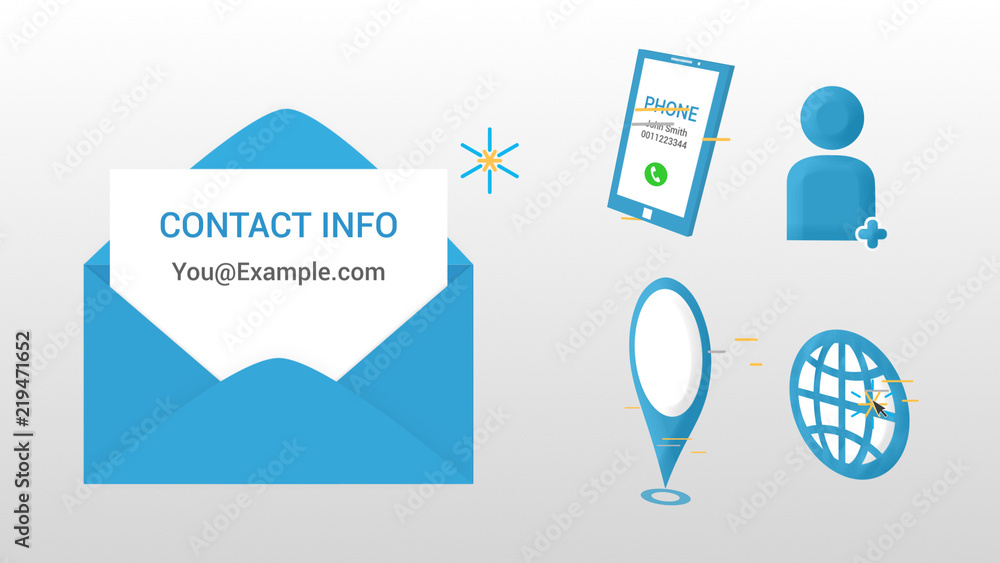 Contact Info Infographic Stock Template | Adobe Stock