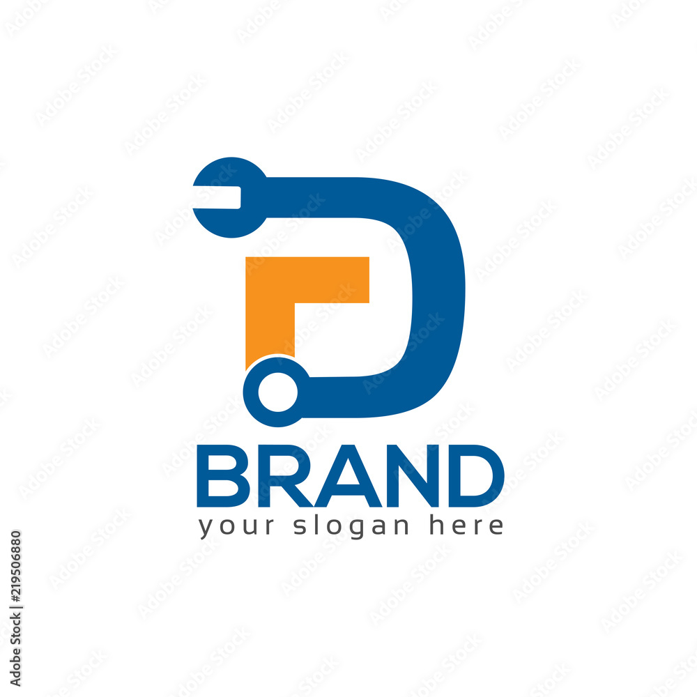Letter F And D Logo Letter F And D With Chain And Wrench Logo Formed