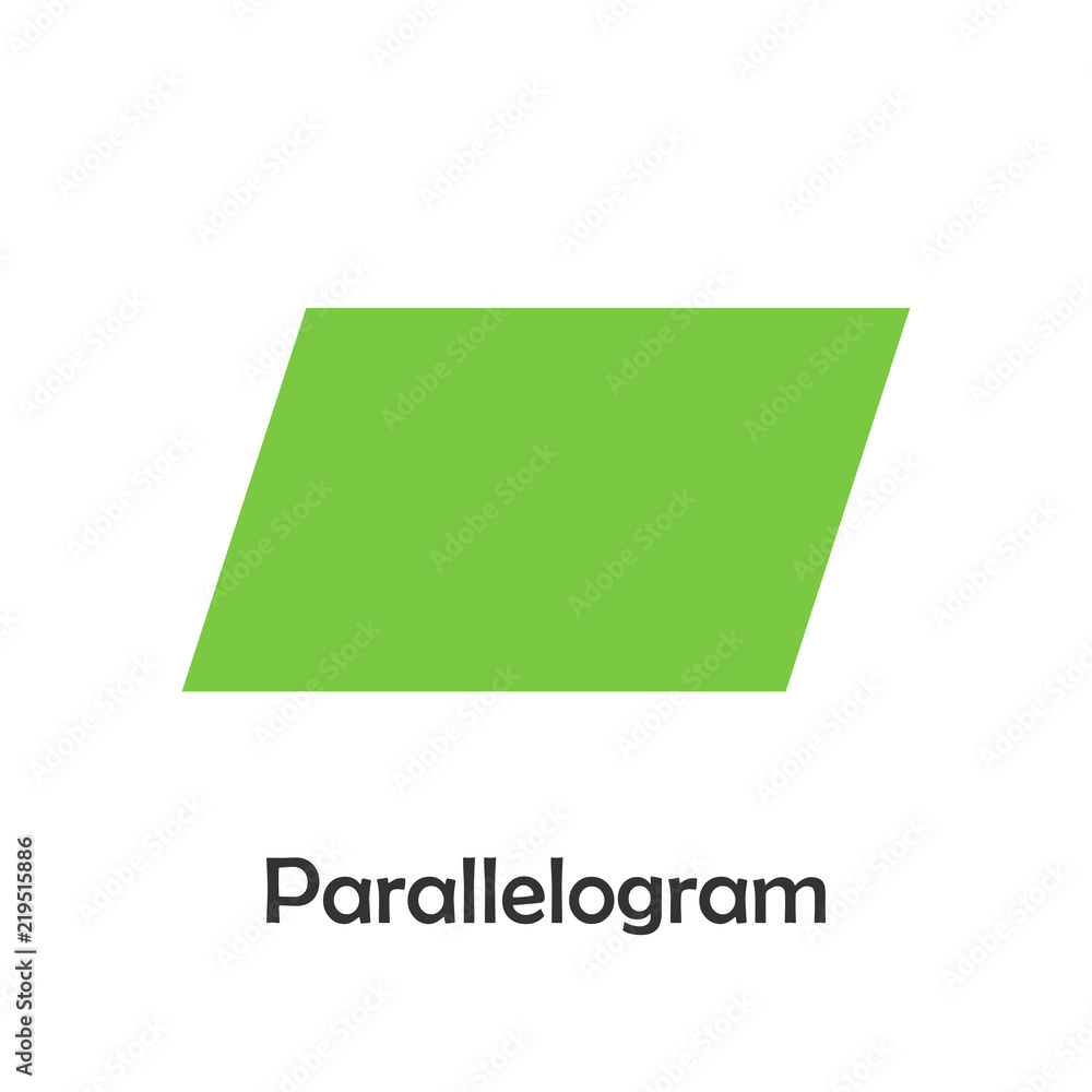 Parallelogram in cartoon style, card with geometric shape for kid ...