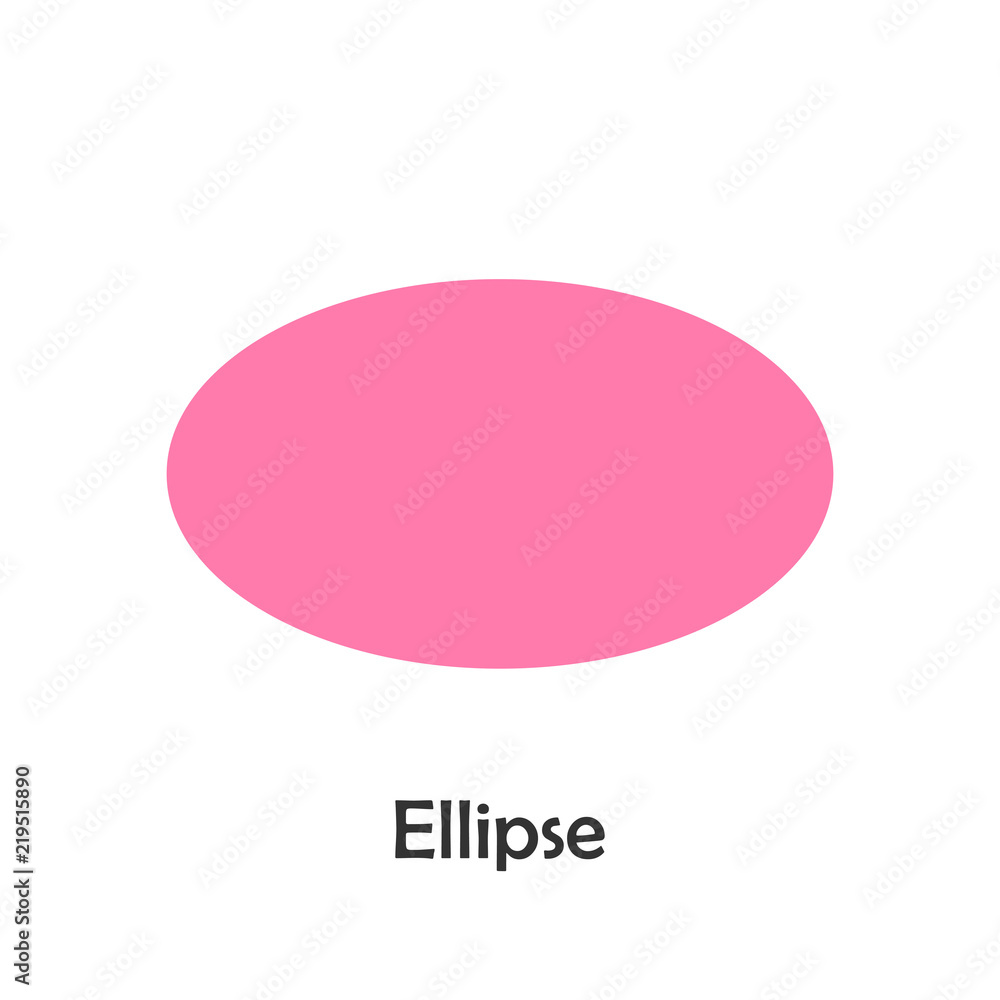 Ellipse in cartoon style, card with geometric shape for kid, preschool ...
