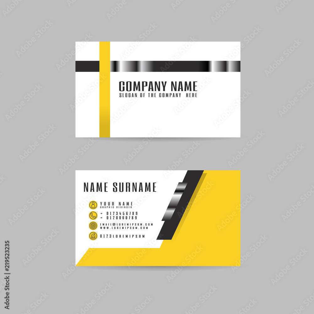 vector Modern simple light business card yellow template with flat user ...