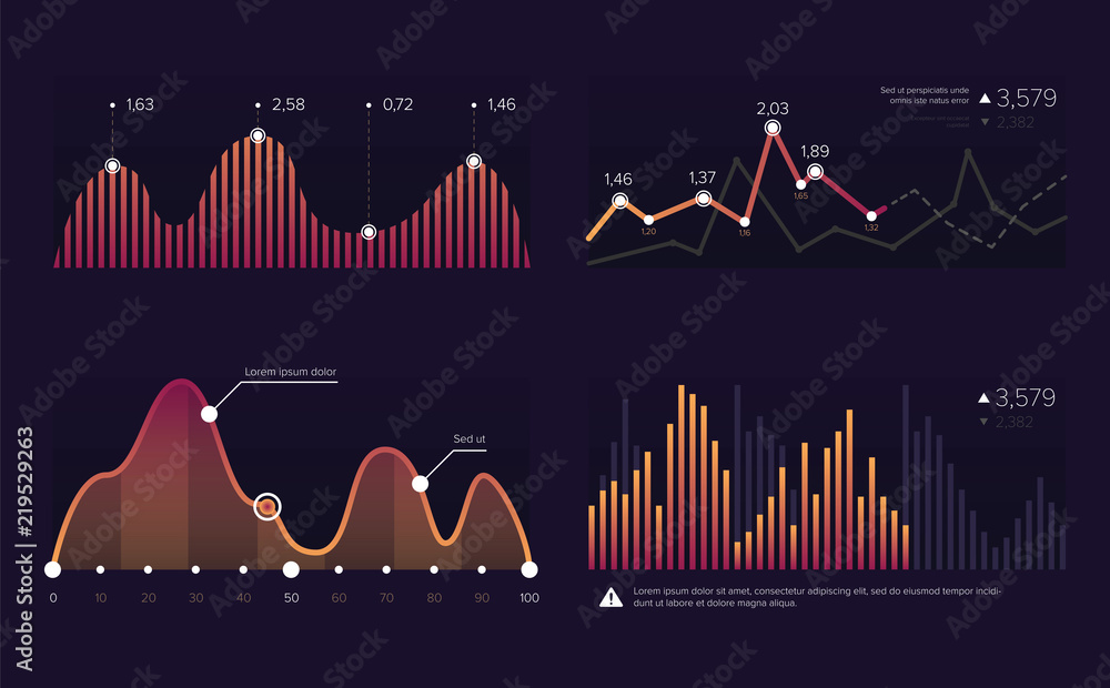 Vector image charts and diagrams for presentation or financial report ...