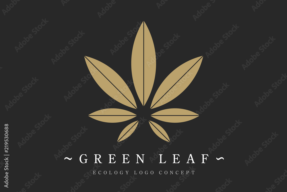 Cannabis marijuana hemp green leaf flat symbol or logo design. Cannabis ...
