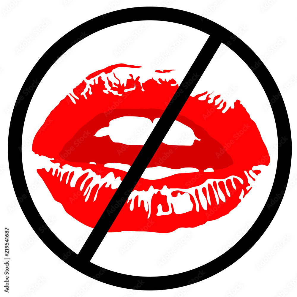 NO Lips No Kiss Sign Red Lipstick Kiss With Teeth On White Background no-lips-no-kiss-sign-red-lipstick-kiss-with-teeth-on-white-background