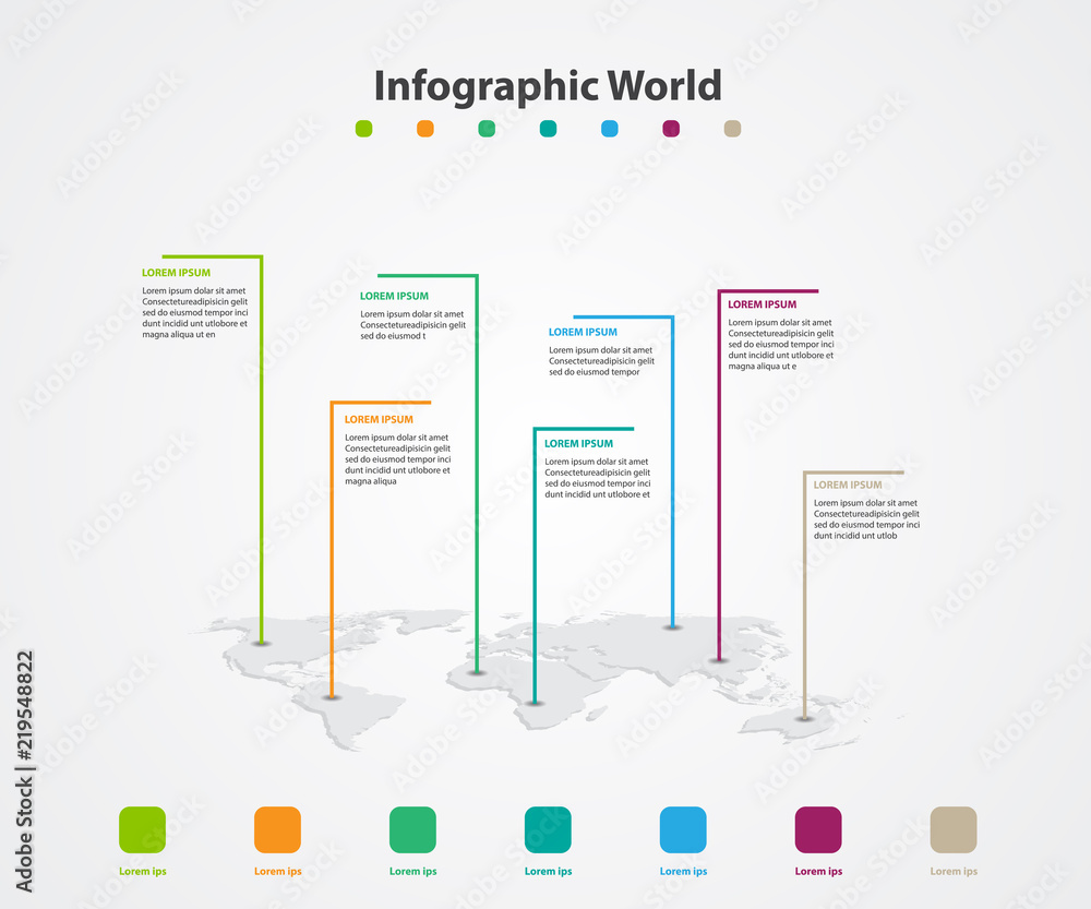 infographic country world map, international world flags Stock Vector ...