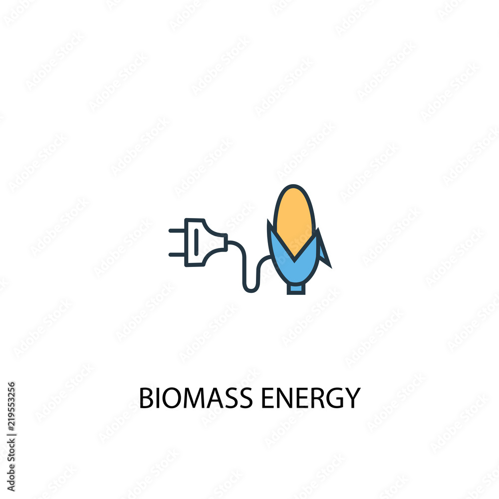 Biomass Energy concept 2 colored line icon. Simple yellow and blue ...