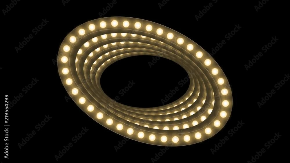 Tunnel Incandescent light bulb box frame oval shape swirl rotate moving ...