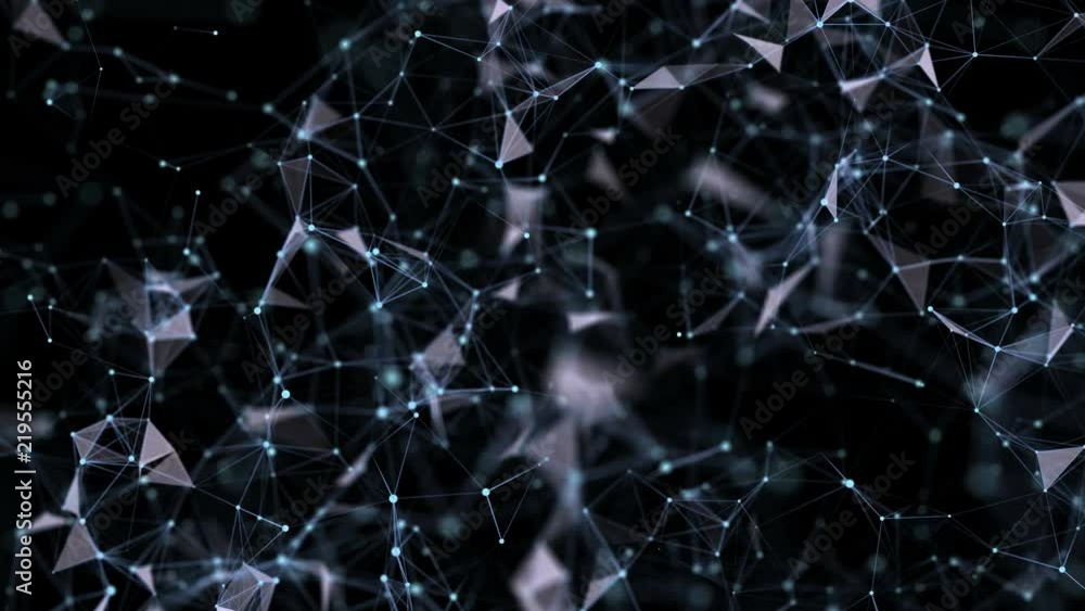 Dance of elementary particles.Abstract digital data nodes and connection paths within any type ...
