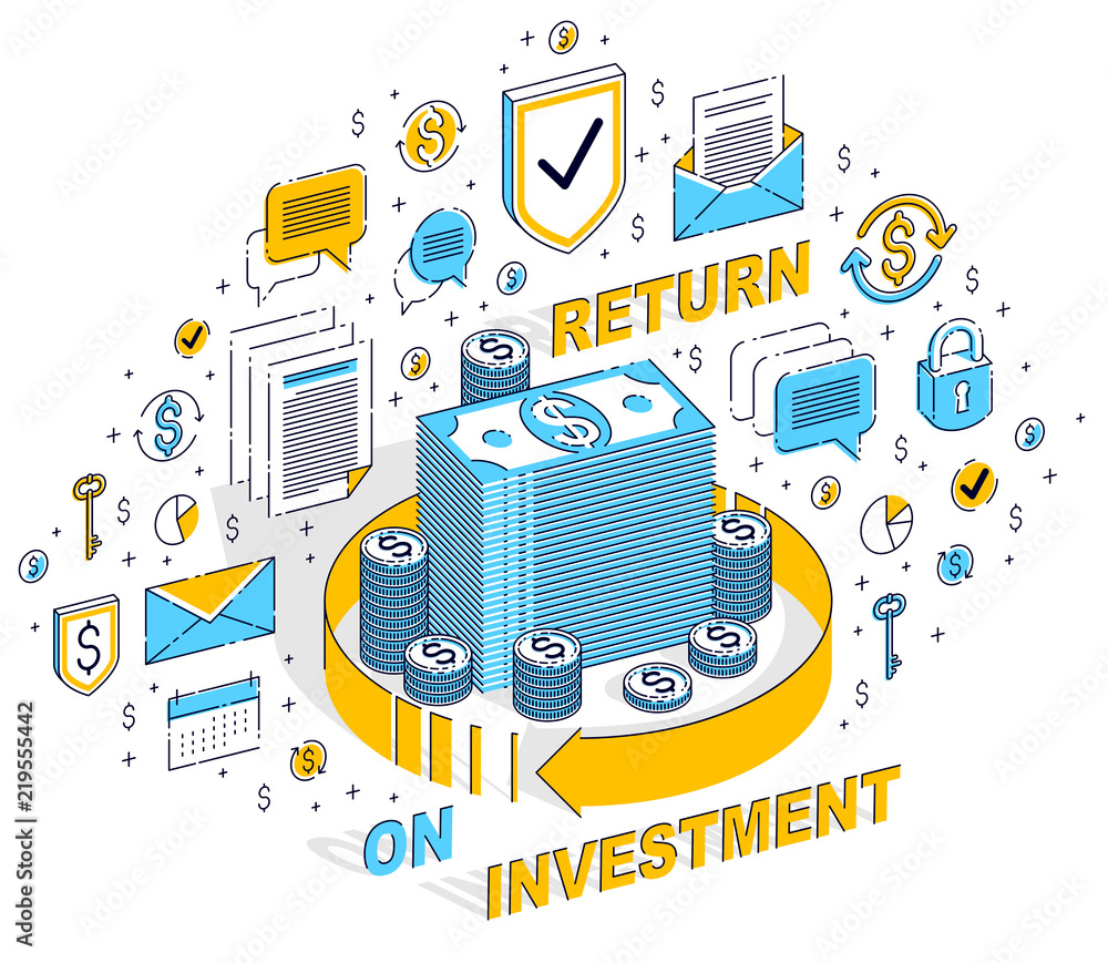 Money circulation, return on investment, currency exchange, cash back ...