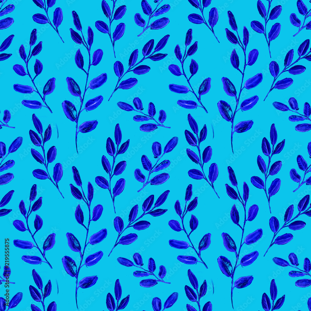 Seamless Realistic Watercolor Greenery Pattern. Hand Drawn Eucalyptus ...