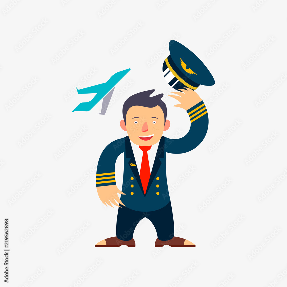 Poster Airline pilot. Vector cartoon illustration. – Wall Art | UkPosters