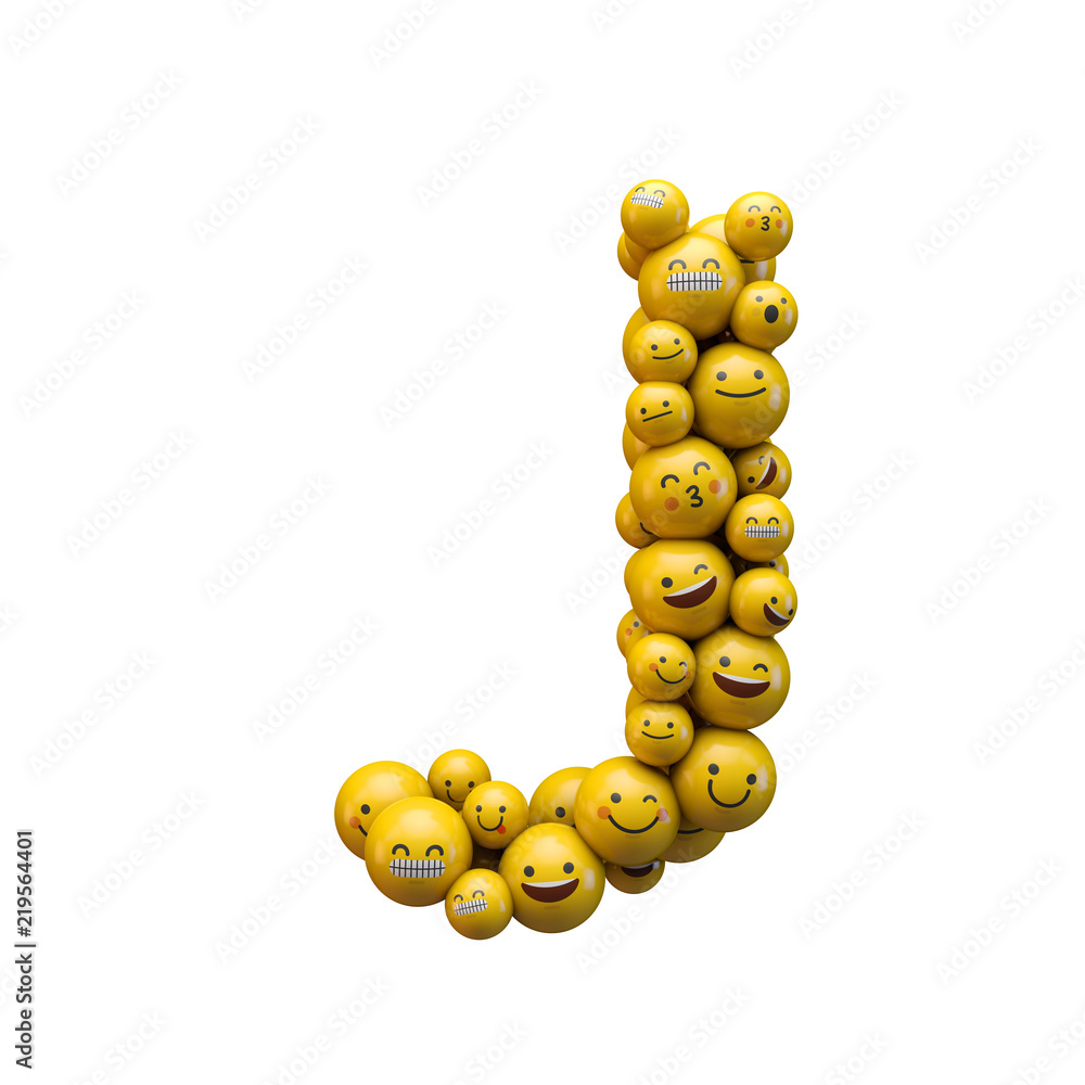 Letter J emoji character font. 3D Rendering Stock Illustration | Adobe ...