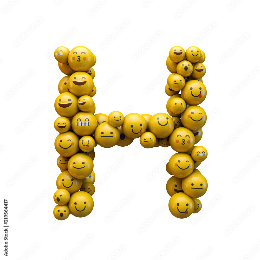 Letter H emoji character font. 3D Rendering Stock Illustration | Adobe ...