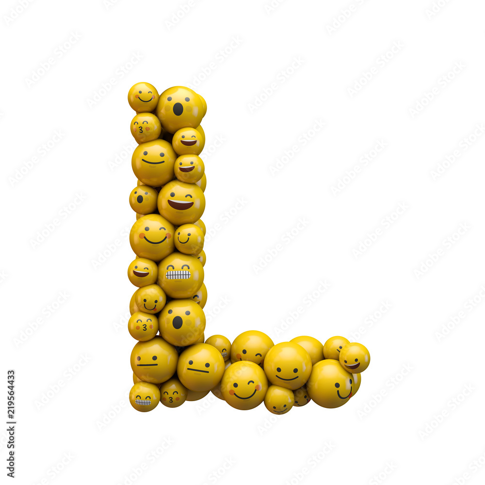 Letter L emoji character font. 3D Rendering Stock Illustration | Adobe ...