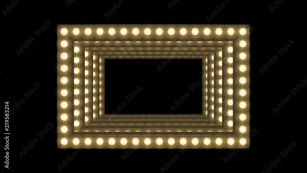 Tunnel Incandescent light bulb box frame rectangle shape moving pattern ...
