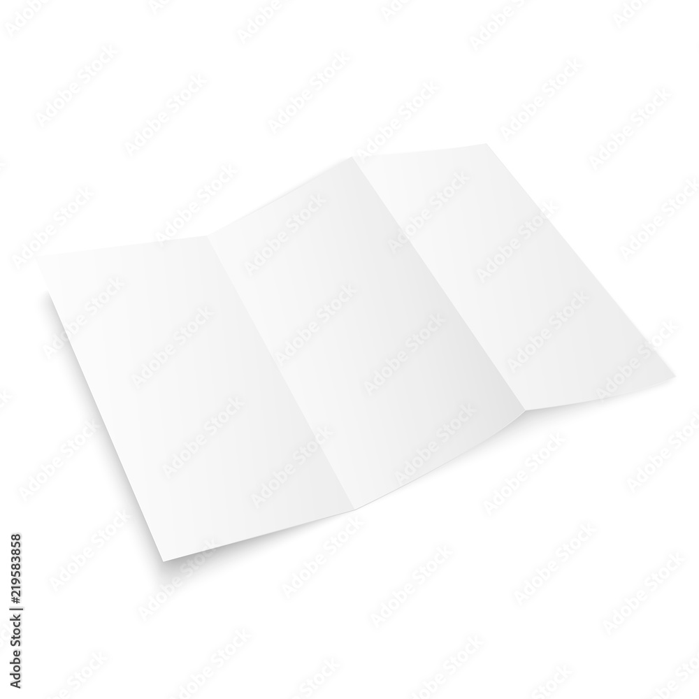 Tri-fold brochure mock-up. Blank brochure white template paper. Three ...
