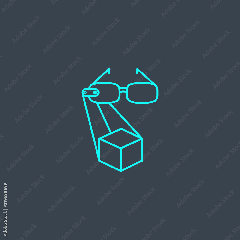 AR projection concept blue line icon. Simple thin element on dark ...
