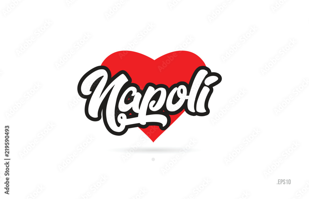 napoli city design typography with red heart icon logo Stock Vector ...